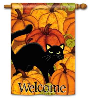Pumpkin Patch Cat Double Sided Standard Flag | The Cozy Nest