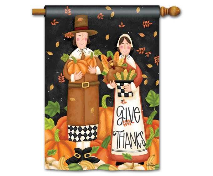 Pilgrim Thanksgiving Standard Flag | The Cozy Nest